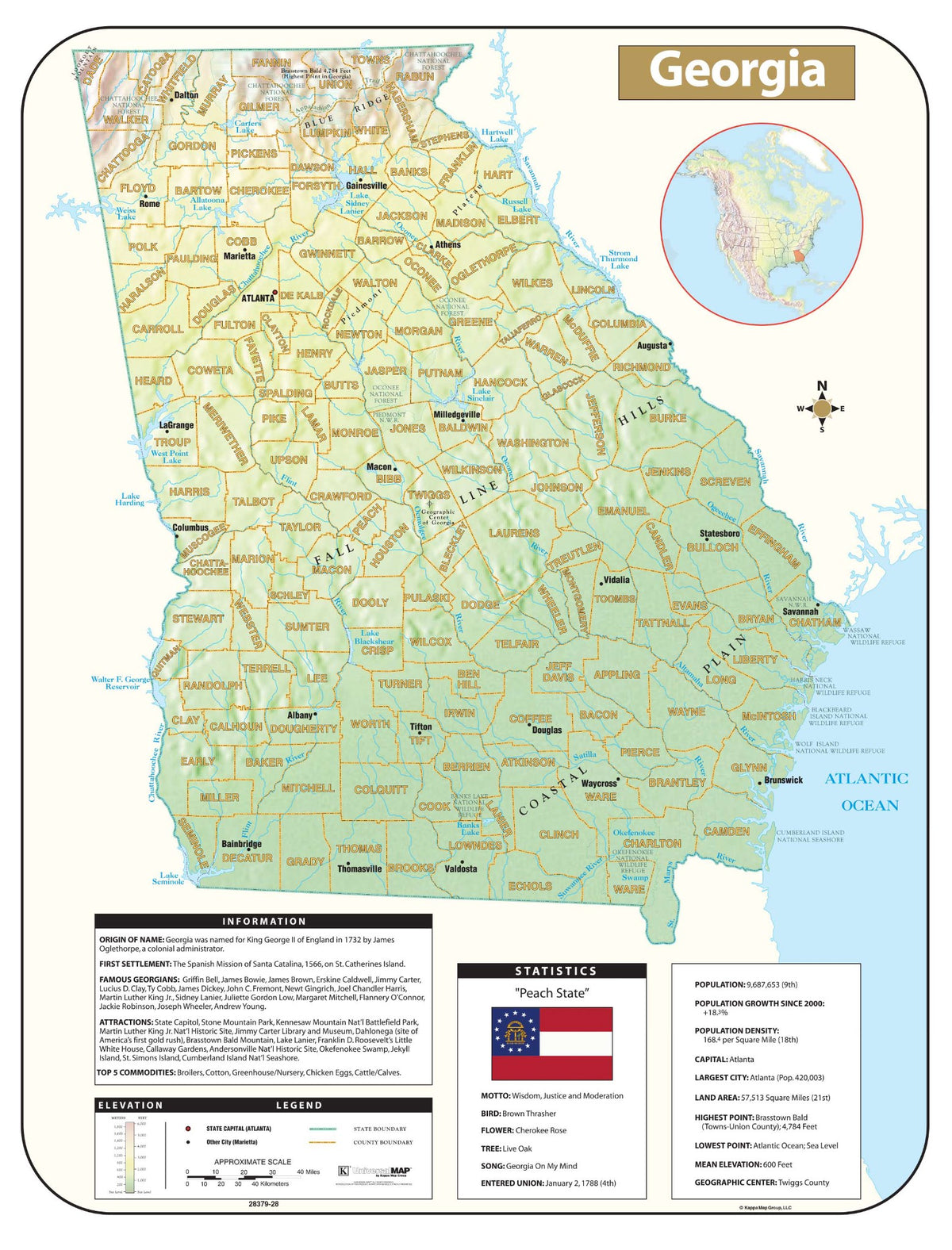 Georgia Shaded Relief Map – GeoMart