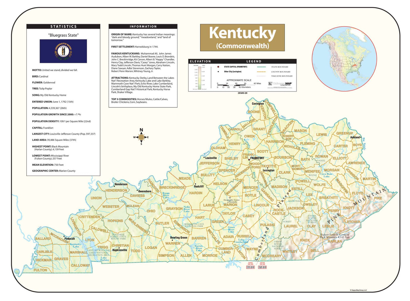 Kentucky Shaded Relief Map – GeoMart