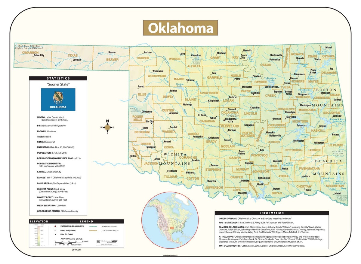 Oklahoma Shaded Relief Map – GeoMart
