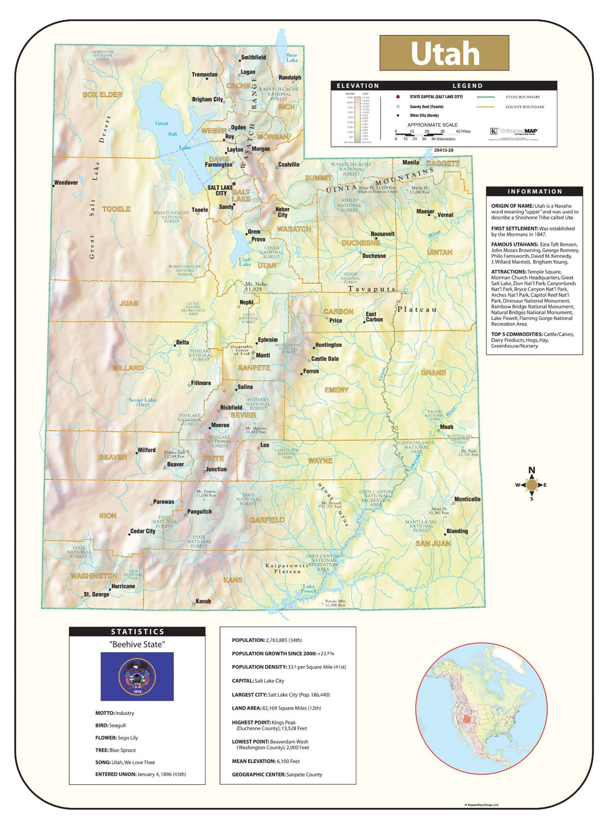 Utah Shaded Relief Map – GeoMart