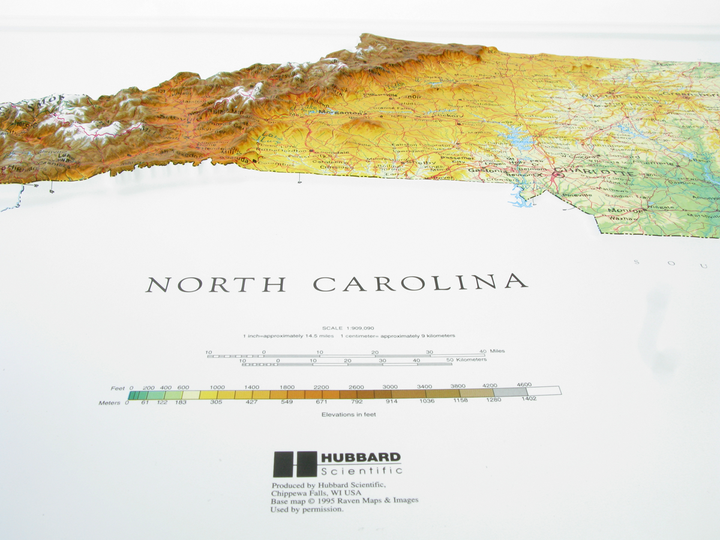 North Carolina 3D Raised Relief Map – GeoMart