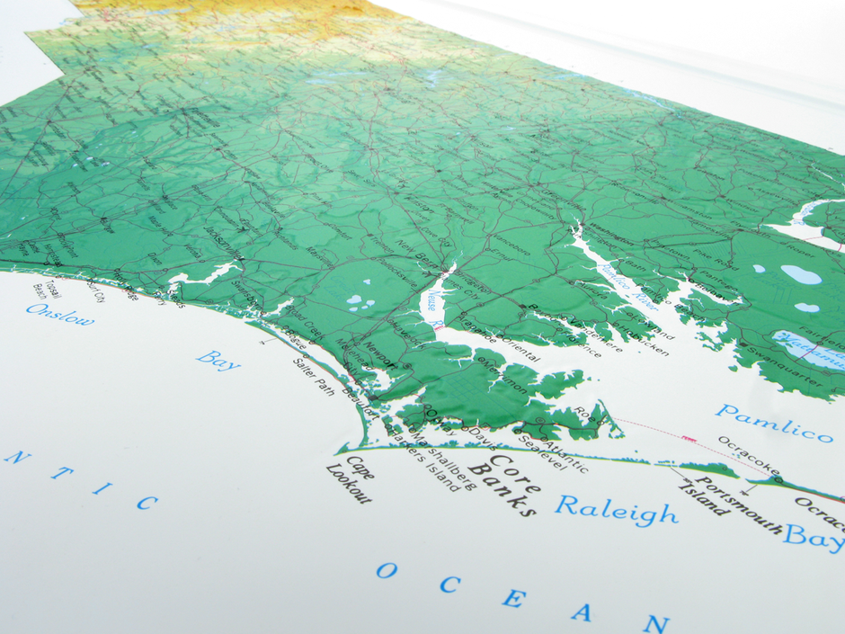 North Carolina 3D Raised Relief Map – GeoMart