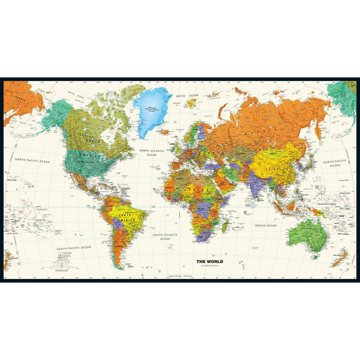GeoMart | Turner Contemporary US/World Combo Classroom Pull Down Wall Map