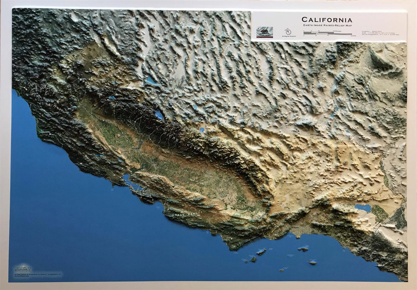 California State Three Dimensional 3D Raised Relief Map – GeoMart