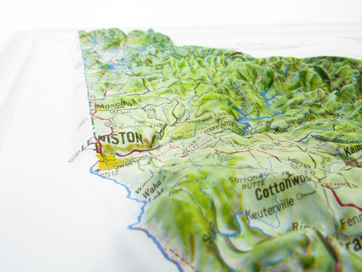 Idaho Natural Color Relief 3D Raised Relief Map – GeoMart