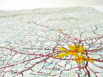 Winston Salem USGS Regional 3D Raised Relief Map – GeoMart