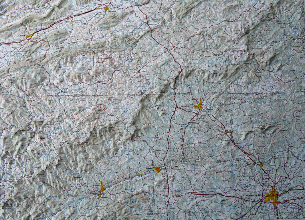 Winston Salem USGS Regional 3D Raised Relief Map – GeoMart