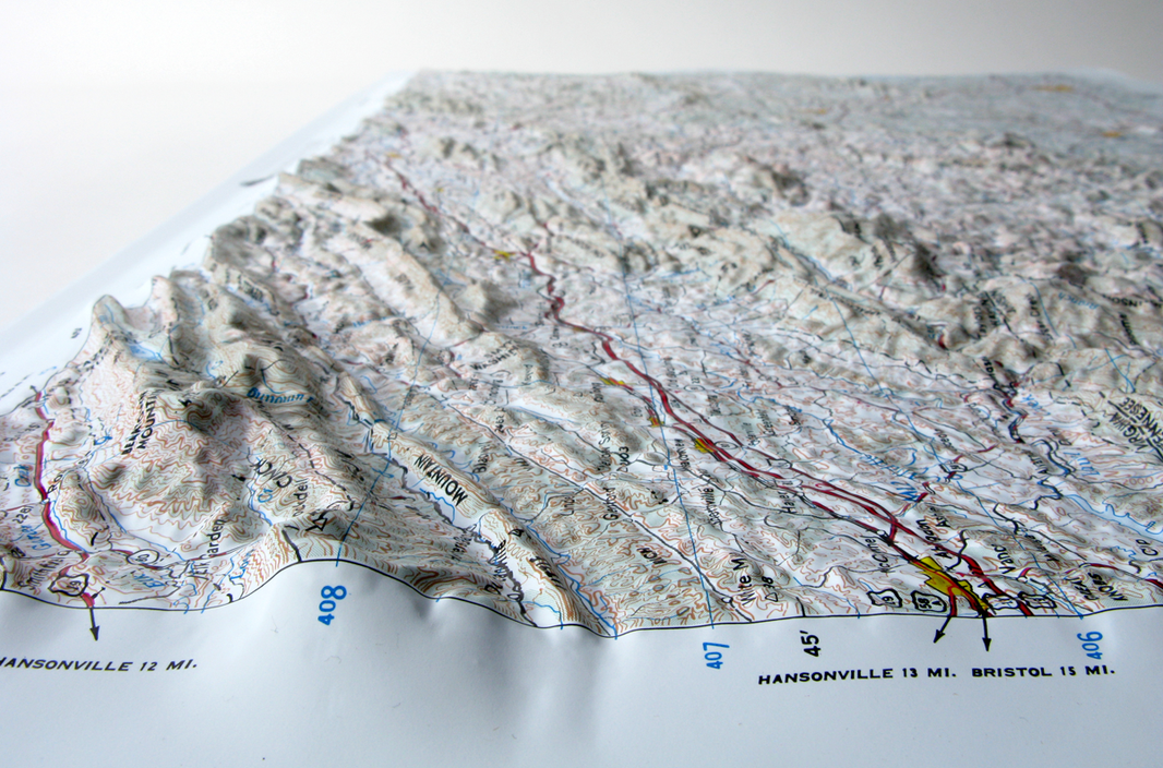 Winston Salem USGS Regional 3D Raised Relief Map – GeoMart