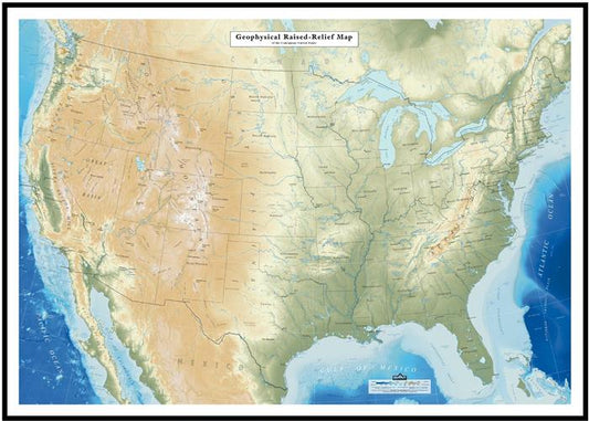 United States - Geophysical Three Dimensional 3D Raised Relief Map ...