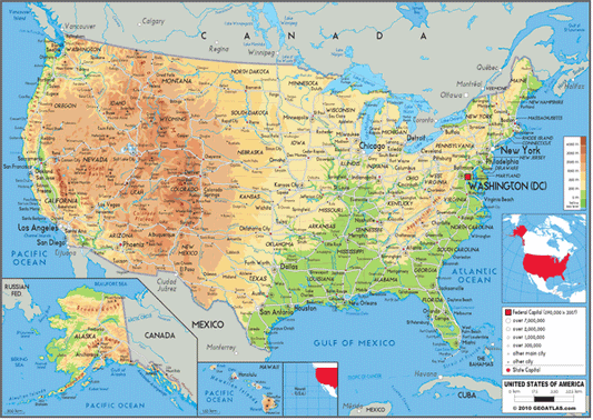 National Geographic Political US and World Map Classroom Pull Down Map ...